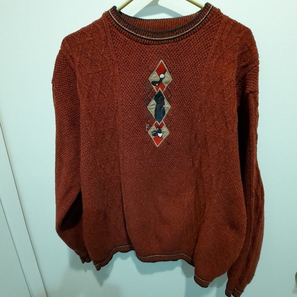 Haggar | Sweaters | Mens Haggar Tour Golf Sweater 2xl Burgundy Chunky ...